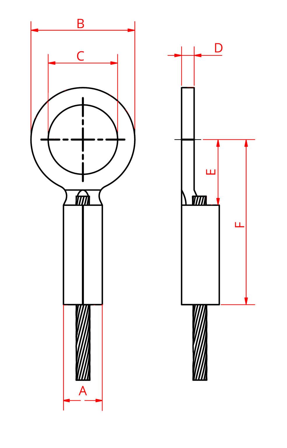 Eyebolt for wire rope, tailor-made solution